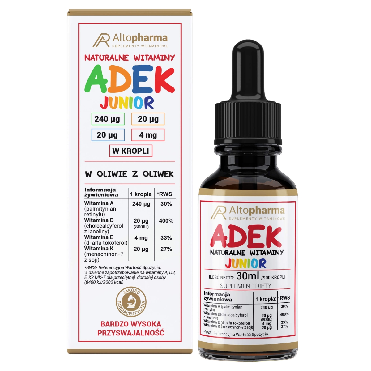 ALTO PHARMA Naturalna Witamina ADEK Forte Junior W Kroplach 30 ml